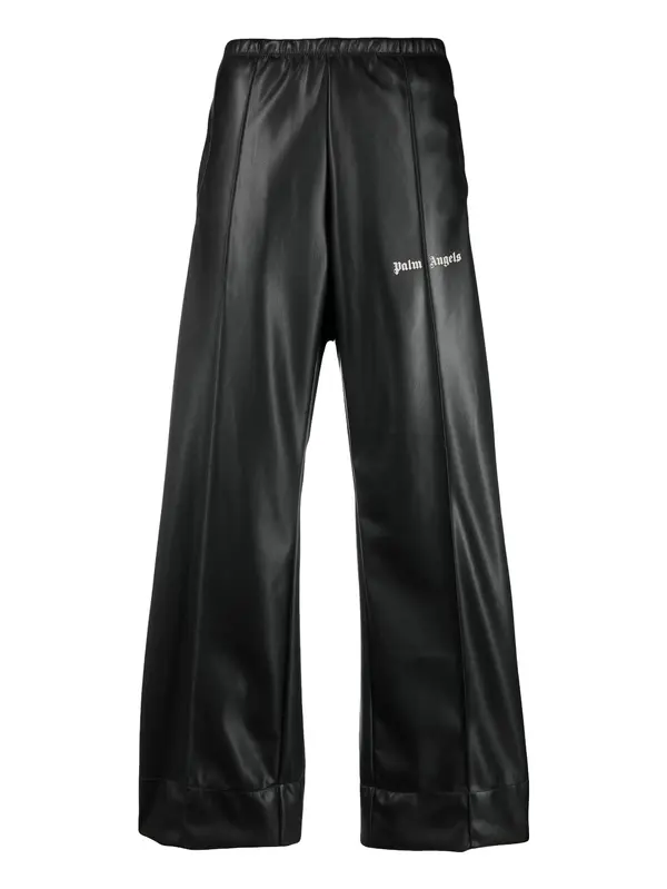 Palm Angels Logo-print Faux-leather Track Pants - Black