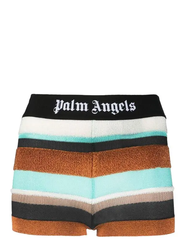 Palm Angels Logo Waistband Knitted Shorts - Brown