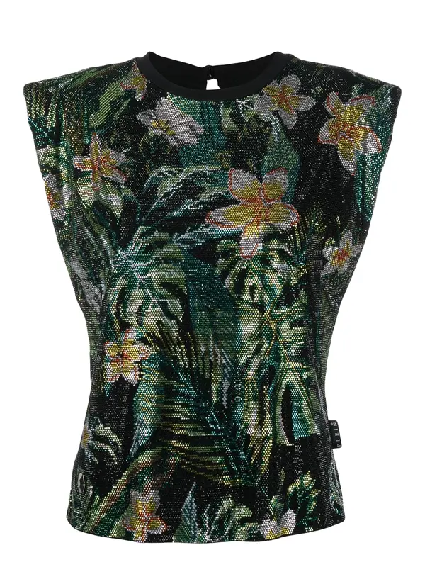 Philipp Plein Floral-print Tank Top - Black