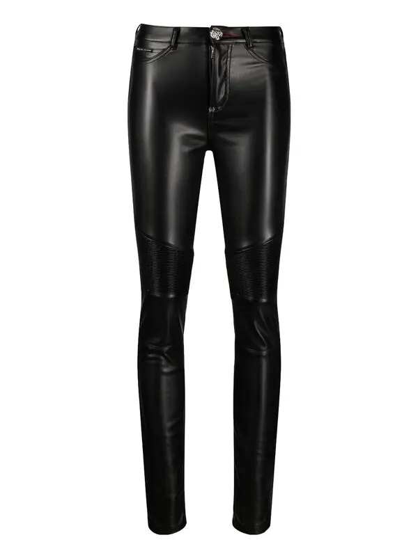 Philipp Plein Ribbed-knee High-waist Leggings - Black