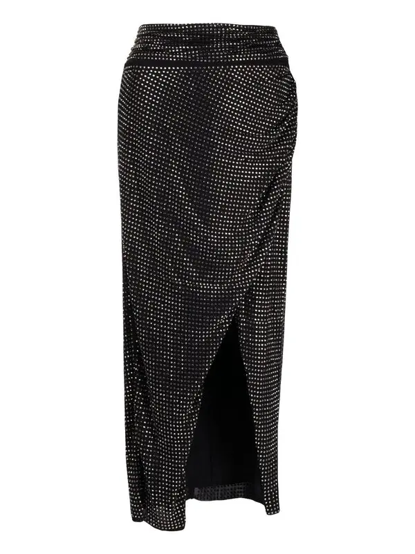 SELF-PORTRAIT Gem-embellished Draped Skirt - Black