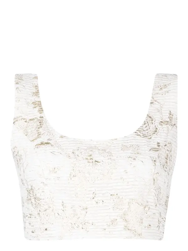 BAMBAH Floral Cropped Top - White
