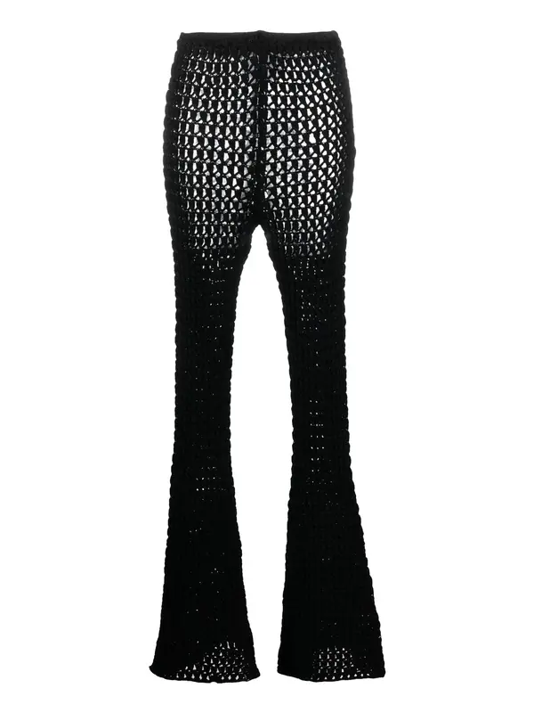 Moschino Crochet-knit Flared Trousers - Black