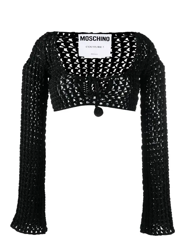 Moschino Open-knit Cropped Top - Black