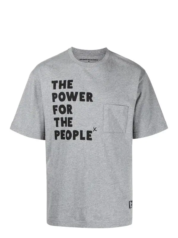 THE POWER FOR THE PEOPLE Logo Print Short-sleeve T-shirt - Grey