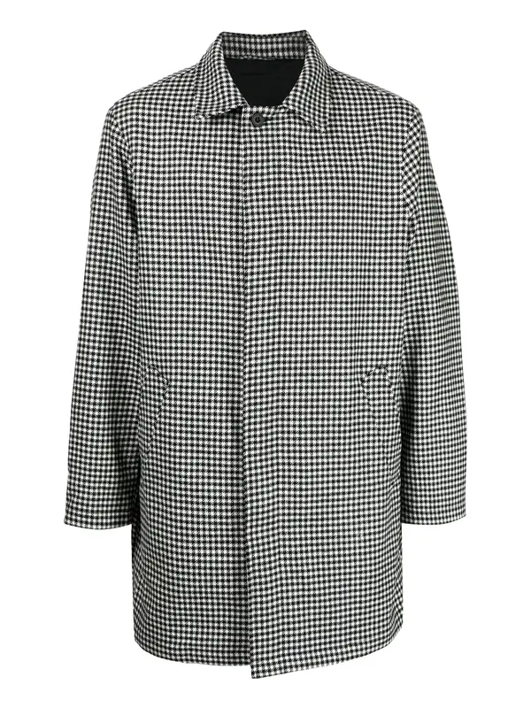 THE POWER FOR THE PEOPLE Wool Dogtooth Pattern Coat - Black