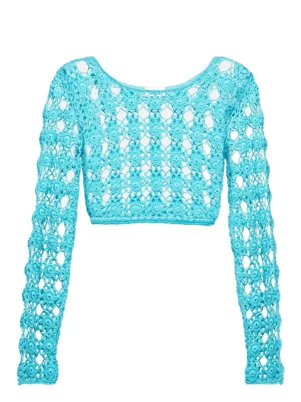 Anna Kosturova Bella Crochet Crop Top - Green