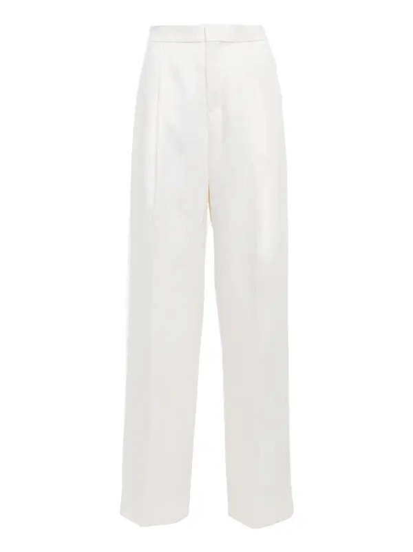 Chloé Mid-rise Straight Linen Pants - White