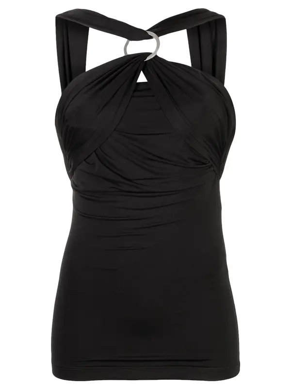 Attico Ruched Halterneck Mini Dress - Black