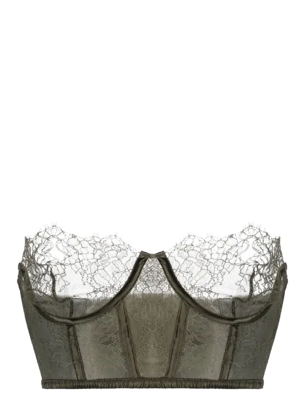 MAISON CLOSE Lace-trim Detail Bustier Top - Green