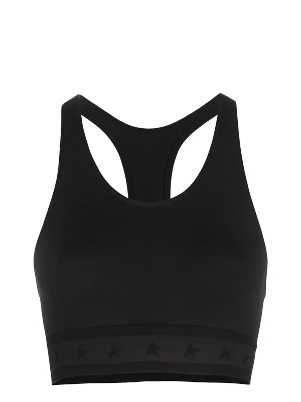 GOLDEN GOOSE Logo-underband Racerback Crop Top - Black
