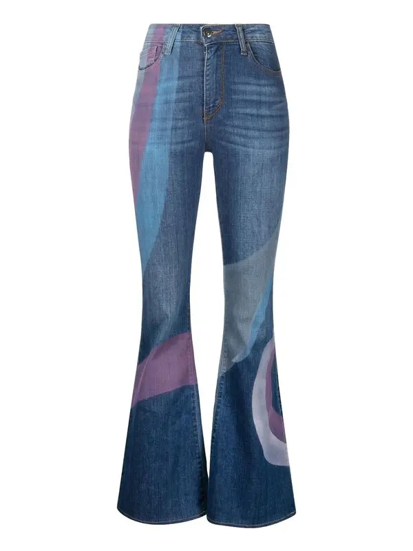 MADISON.MAISON Anita Swirl-print Flared Jeans - Blue