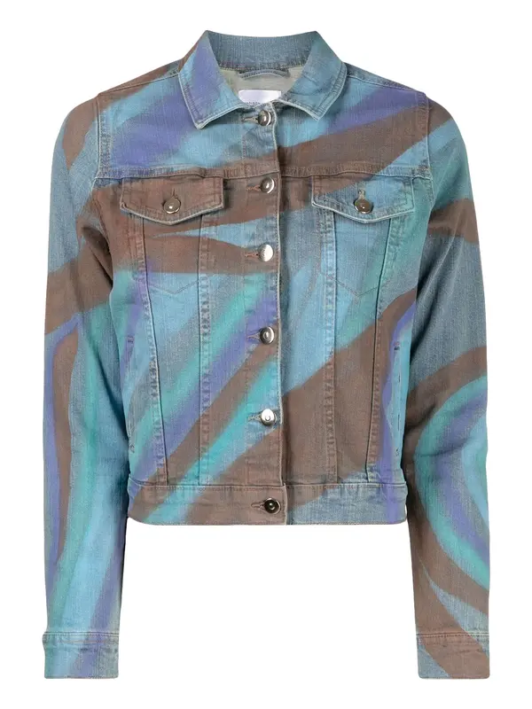 MADISON.MAISON Graphic-print Denim Trucker Jacket - Blue