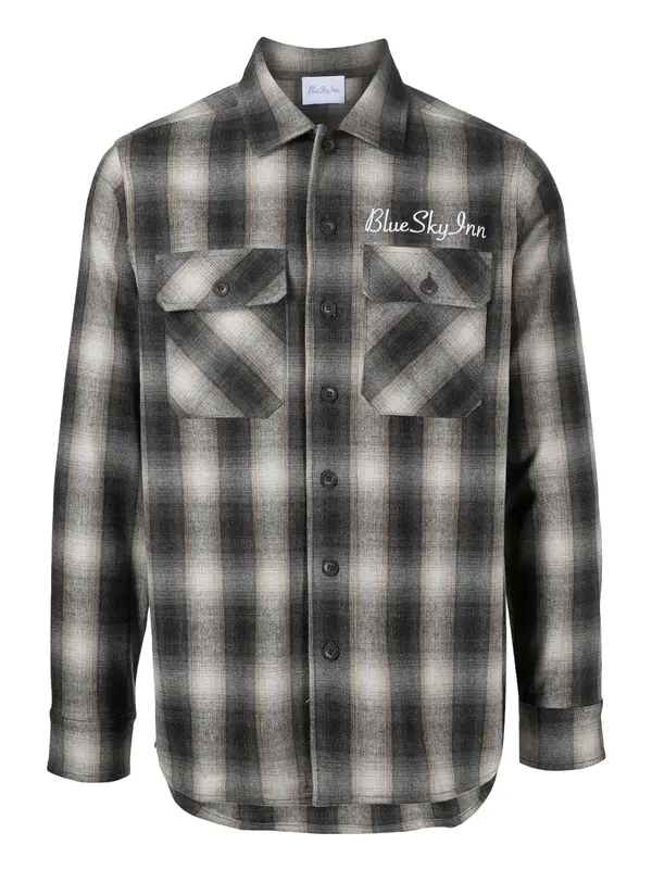 BLUE SKY INN Check-pattern Long-sleeve Shirt - Grey