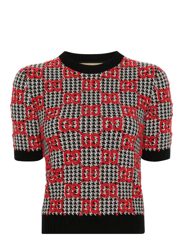 Gucci Gg Jacquard Wool Top - Black