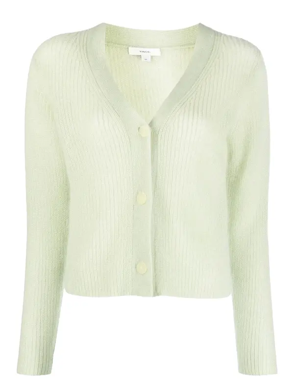 Vince Ribbed-knit V-neck Cardigan - Green