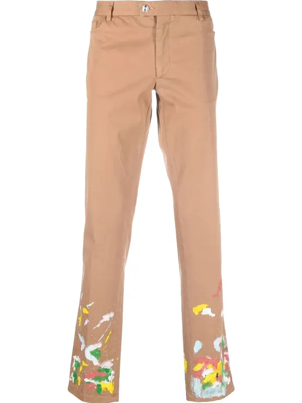 Philipp Plein Paint-splatter Effect Chinos - Brown