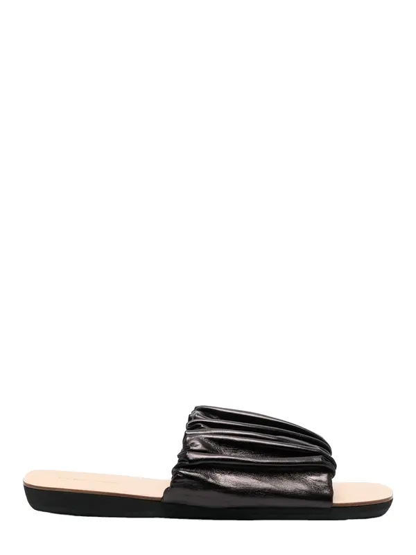 JIL SANDER Leather Gathered-detail Slides - Black