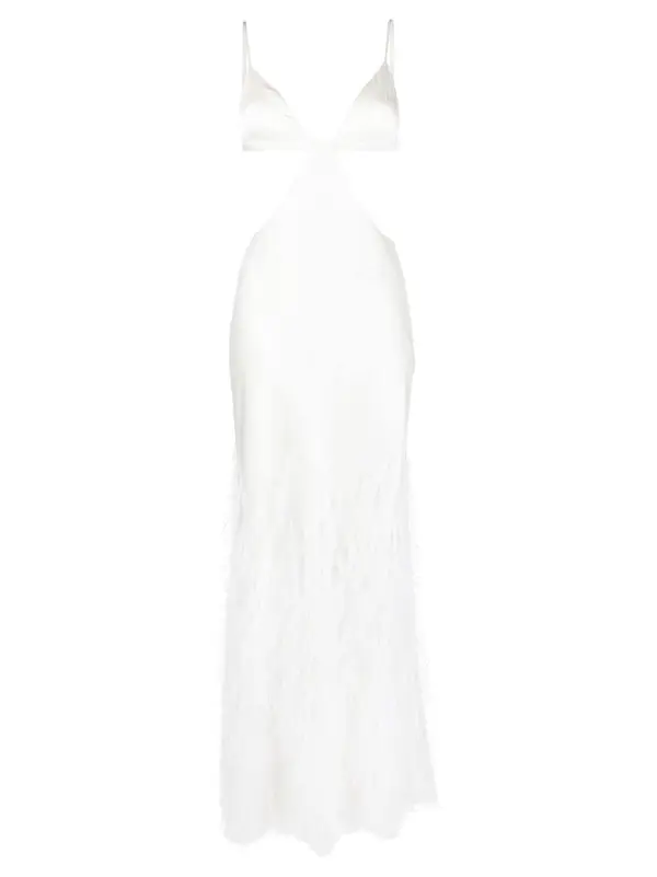 Cult Gaia Raisa Feather-embellished Gown - White
