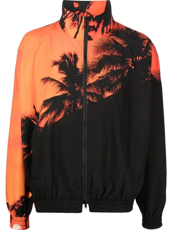 BLUE SKY INN Palm Tree Print Bomber Jacket - Black