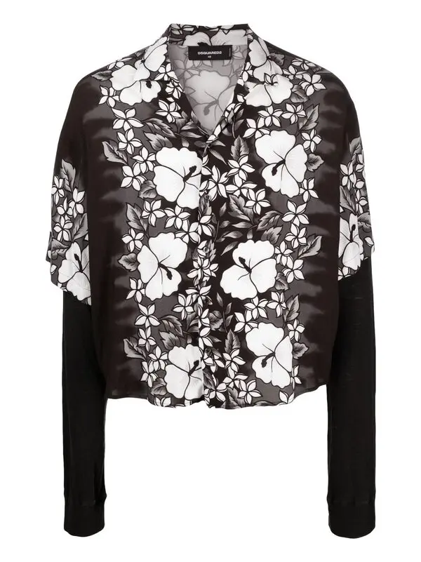 Dsquared2 Floral-print Layered Shirt - Black
