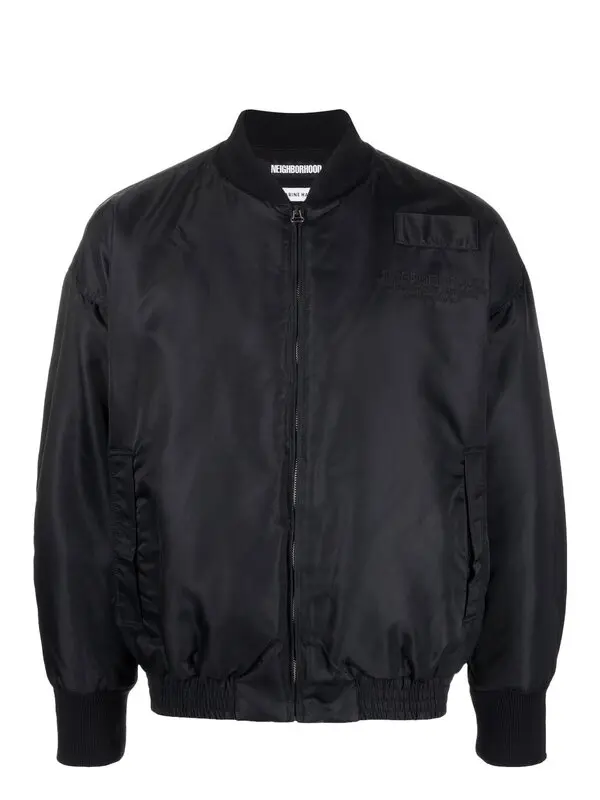 NEIGHBORHOOD Embroidered Zip-up Bomber Jacket - Black