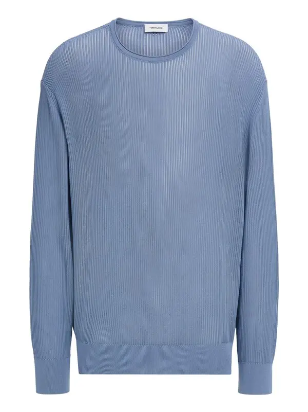 FERRAGAMO Crew Neck Sweater - Blue