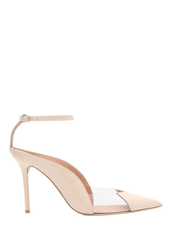 MALONE SOULIERS Malia Patent Leather Pumps With Ankle Strap - Shell