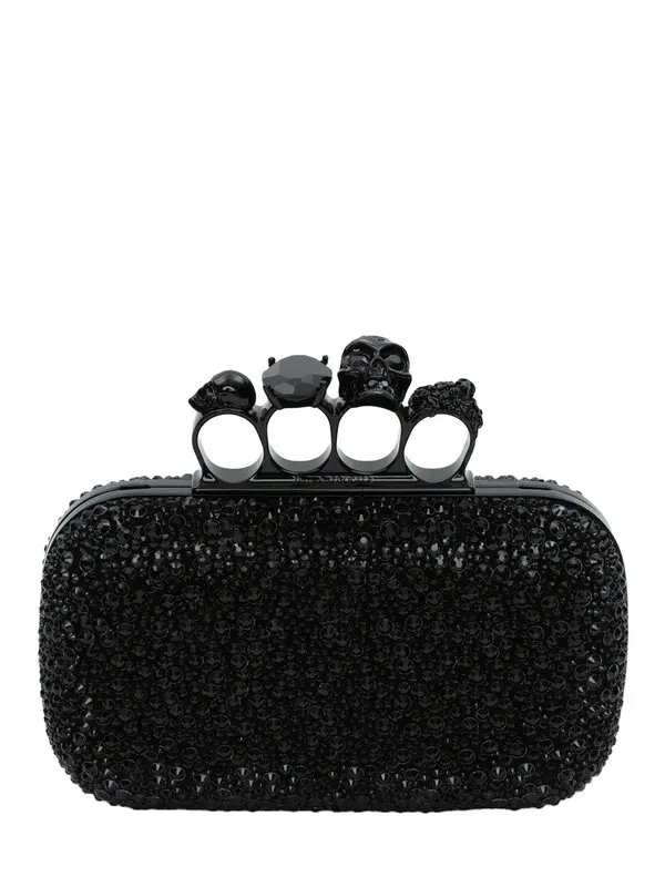 Alexander McQueen Crystal-embellished Knuckle Clutch - Black