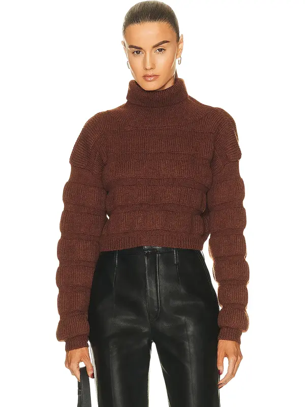 Saint Laurent Cropped Pullover Sweater - Marron