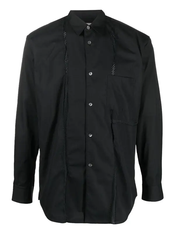 Comme Des Garçons Mesh-panelled Long-sleeve Shirt - Black