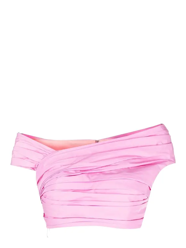 Dsquared2 Pleated Off-shoulder Cropped Top - Pink