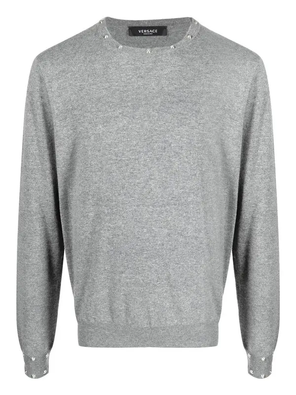 Versace Studded Crew-neck Jumper - Grey