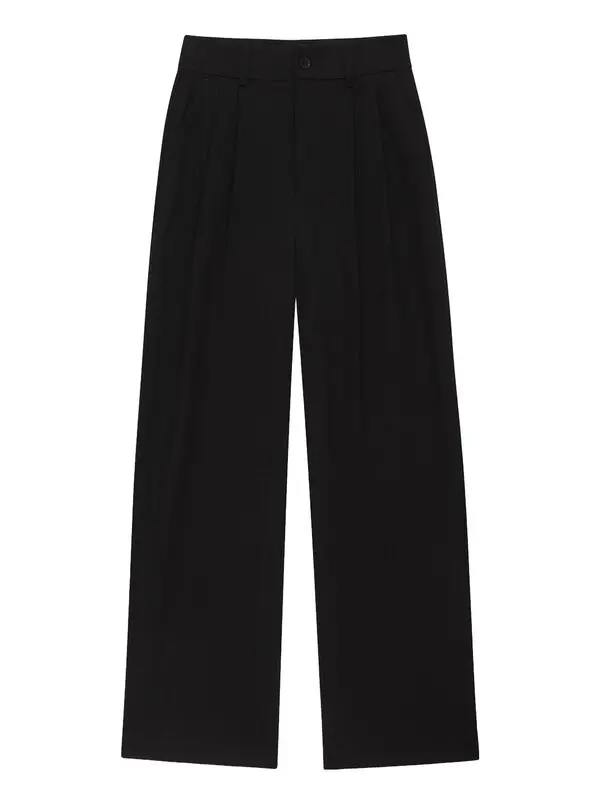 ANINE BING Carrie Wide-leg Twill Pants - Black