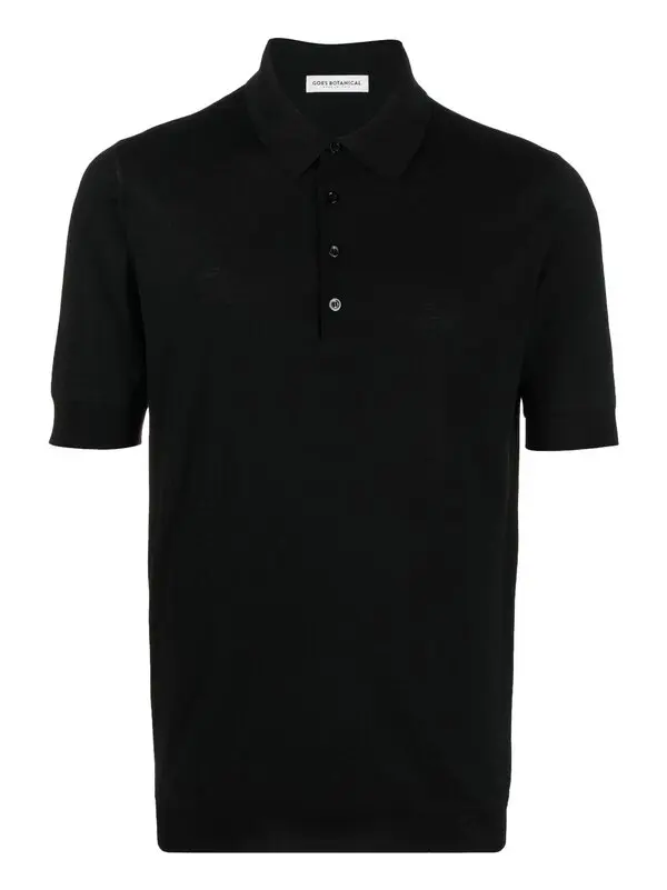 GOES BOTANICAL Merino-wool Polo Shirt - Black