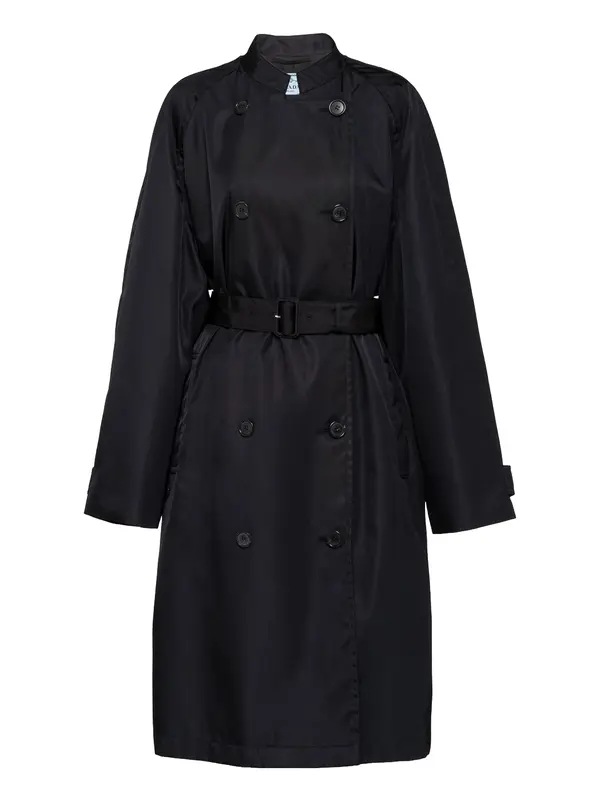 Prada Re-nylon Double-breasted Raincoat - Black