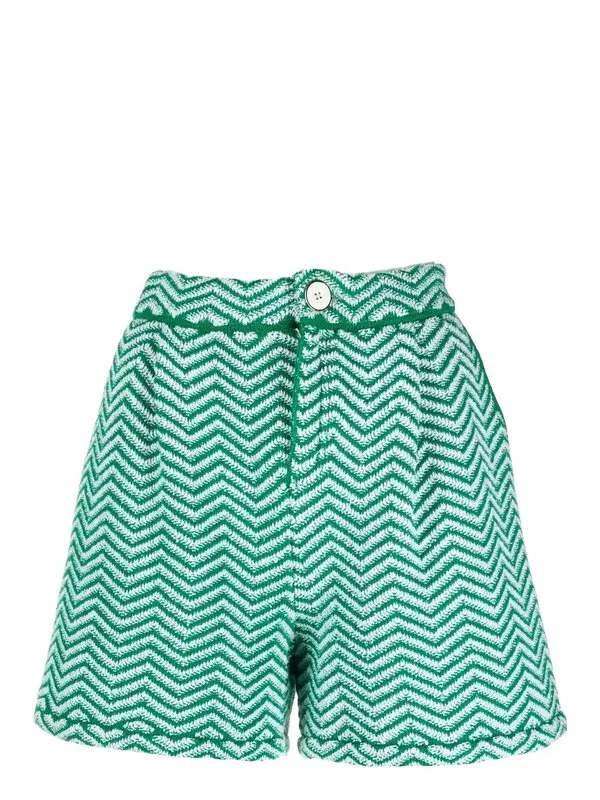 BARRIE Chevron Knit Shorts - Green