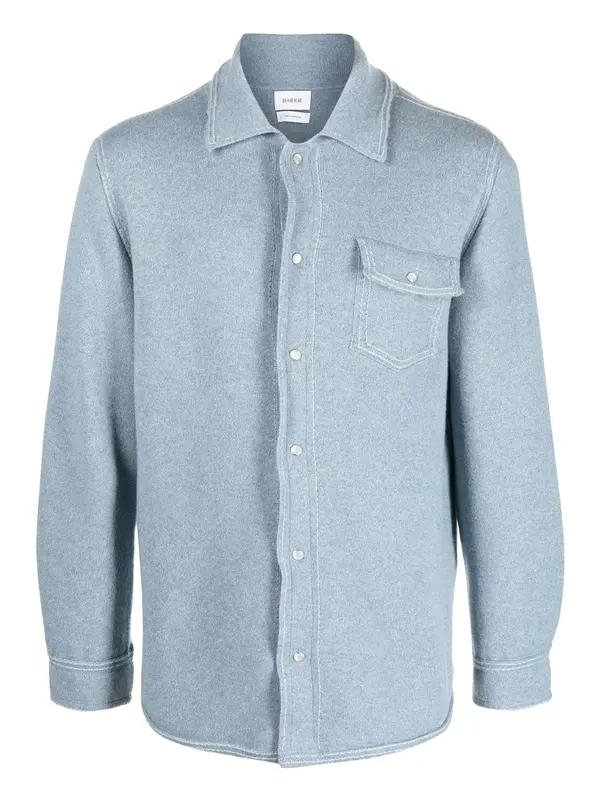 BARRIE Flap-pocket Cashmere Overshirt - Blue