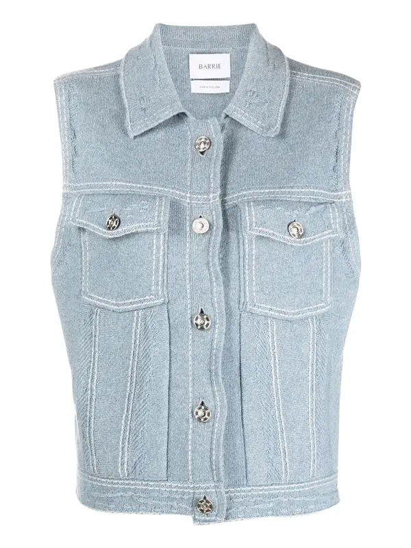 BARRIE Knitted Sleeveless Jacket - Blue