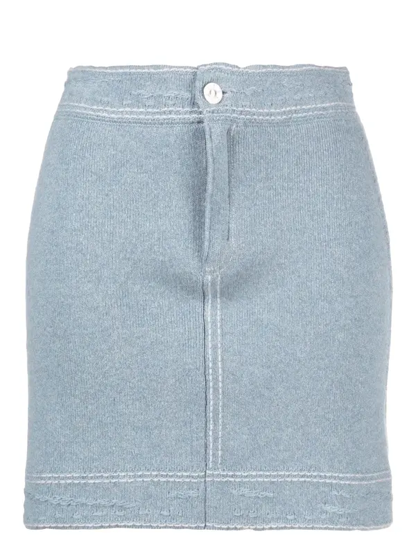 BARRIE Contrast-stitch Mini Skirt - Blue