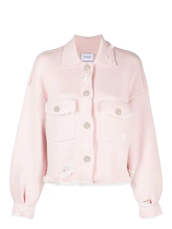 BARRIE Fringed Denim Jacket - Pink