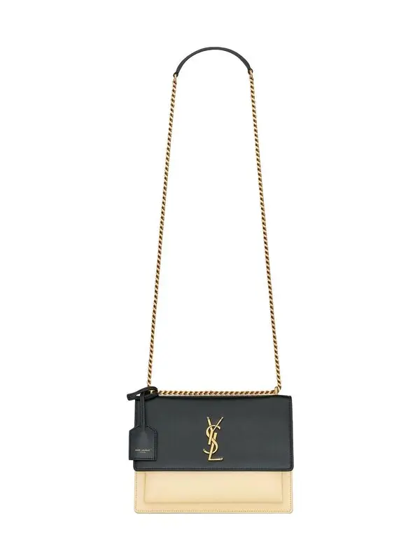 Saint Laurent Sunset Two-tone Shoulder Bag - Black