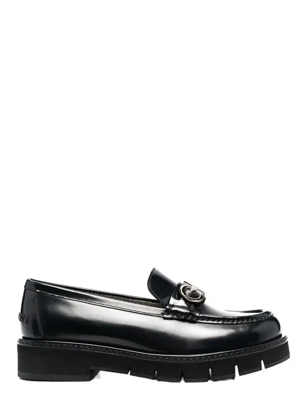 FERRAGAMO Ofelia Gancini Horsebit Loafers - Black