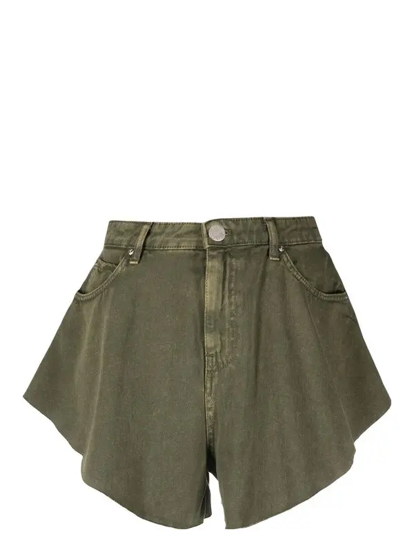 Pinko Acid-wash Raw-cut Denim Shorts - Green