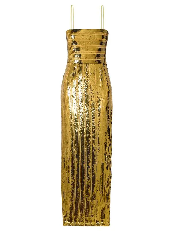 Galvan Stargaze Sequined Tulle Maxi Dress - Gold