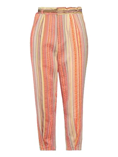 WHITE SAND Striped Tapered Trousers - Orange