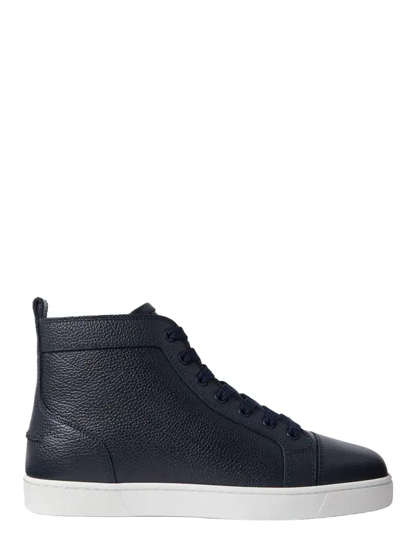 CHRISTIAN LOUBOUTIN Louis Full-grain Leather High-top Sneakers - Blue