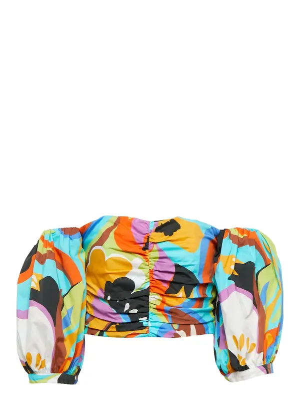 Etro Printed Off-shoulder Crop Top - Multicoloured