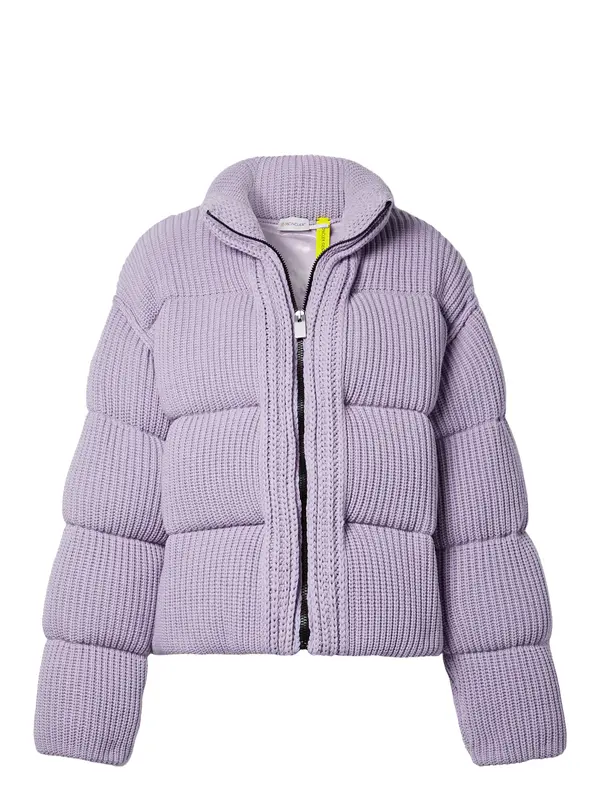 Moncler Quilted Ribbed-knit Down Jacket - Purple