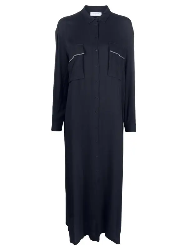 Fabiana Filippi Long-sleeved Maxi Shirt Dress - Blue